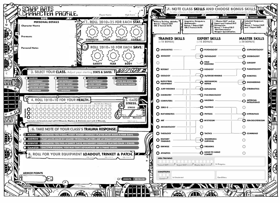 Scrap Rats Character Sheet | Mothership 1e [PDF] – World of Game Design